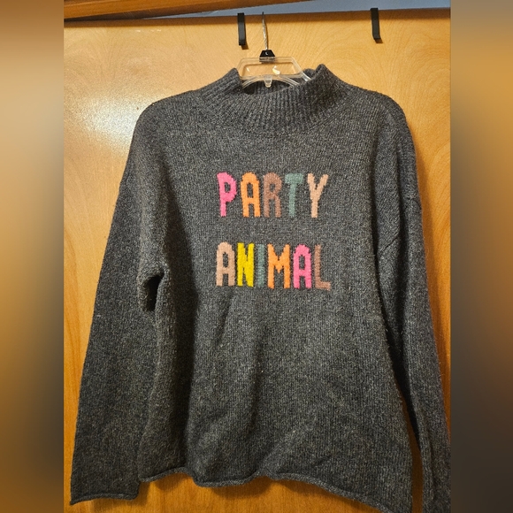 Lou & Grey | Sweaters | Lou Grey Charcoal Sweater With Multicolor Party ...